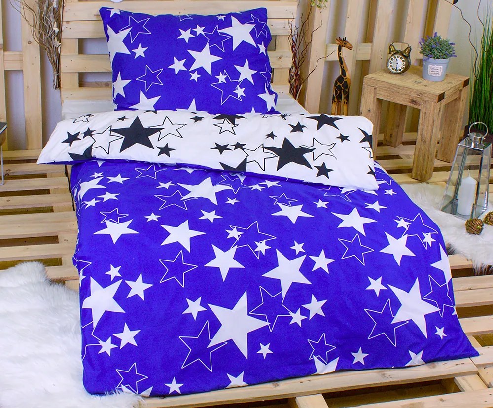 TOP Microtop povlečení 140x200 70x90 Stars - modrobílé