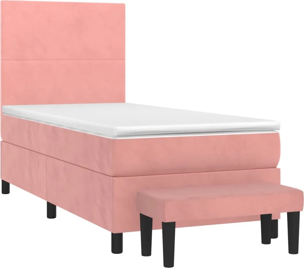 Box spring postel s matrací růžová 90x190 cm samet 3137700