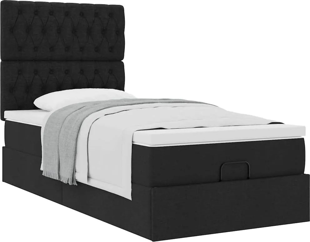 Osmanský rám postele s matrací černá 90x190cm textil 3313204