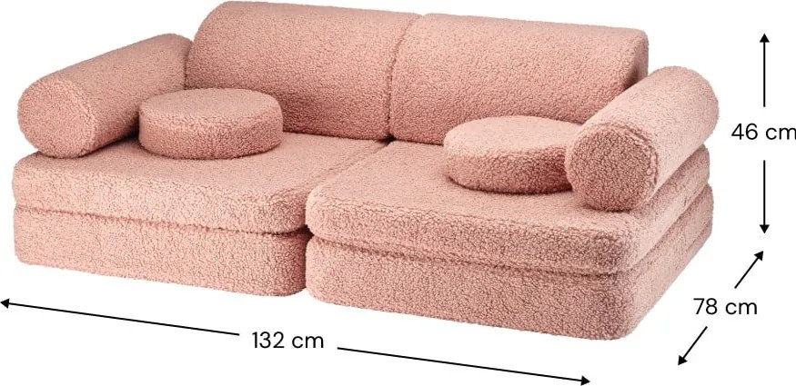 Růžová dětská pohovka z textilie bouclé 132 cm Settee – Wigiwama