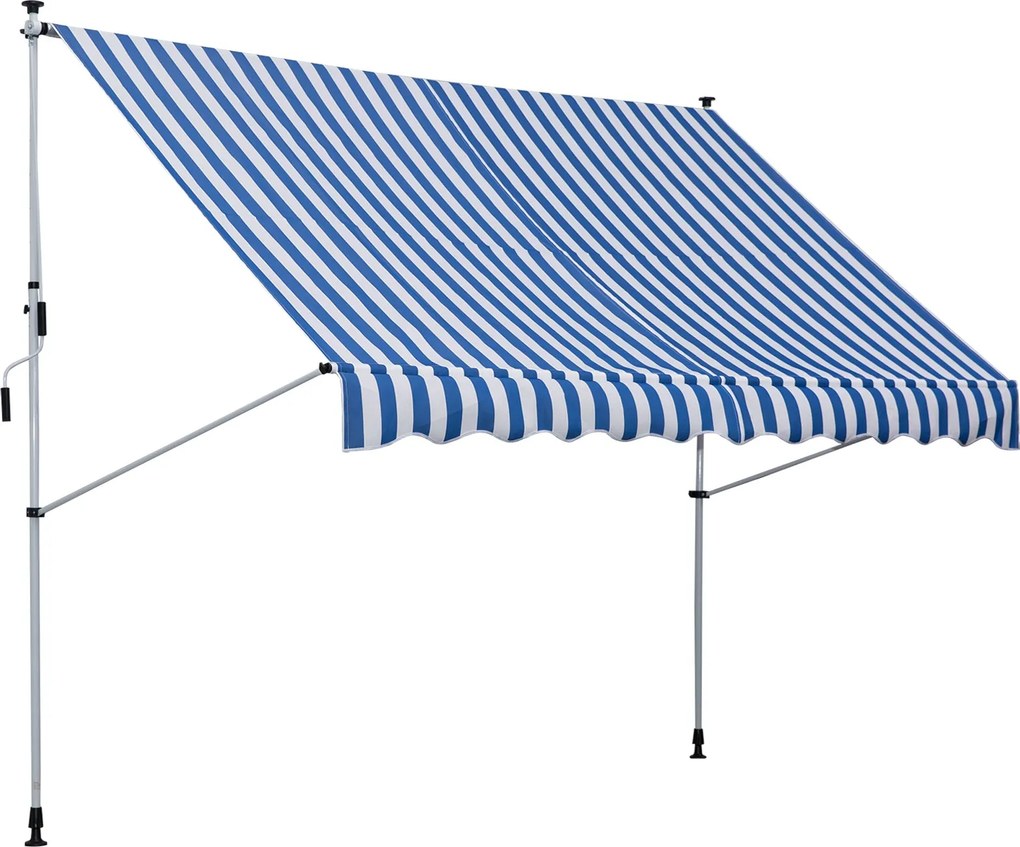 Clamové markýzy Outsunny s ručním křivkou, výškově nastavitelné kloubové rameno, odolné proti špíně, weather-resistant balkonové markýzy, 150 cm široá