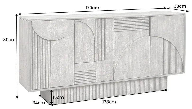 Massive home | Komoda Art Deco 170cm masiv šedé mango
