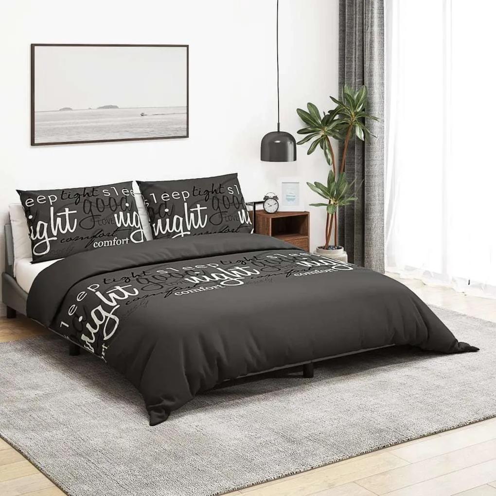 vidaXL Sada ložního prádla 200 x 200 cm bavlna [136481] Barva: Tmavě šedá a černá