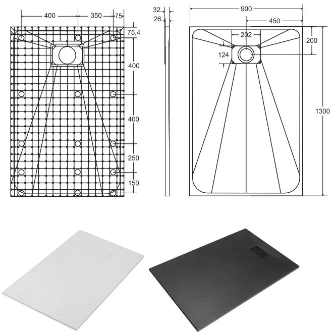 Besco Vexo obdélníková sprchová vanička, white Rozměr vaničky: 100x80cm