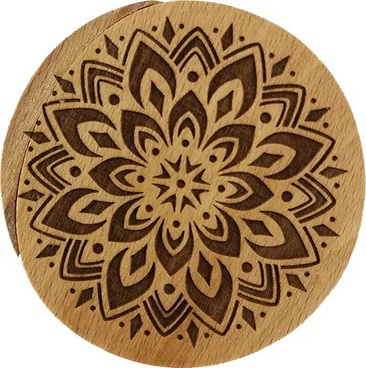 AMADEA Dřevěná krabička kulatá mandala, masivní dřevo, 8 cm, český výrobek