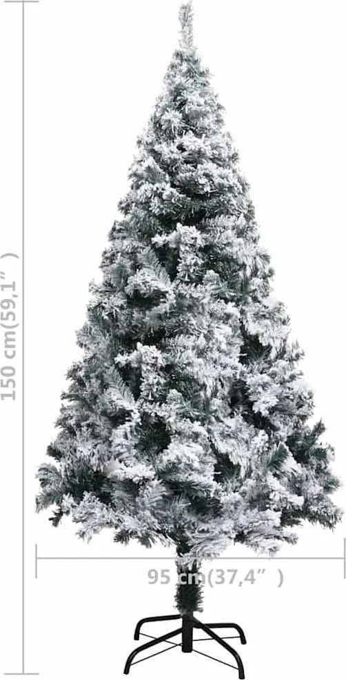 Umělý vánoční stromek zasněžený zelený 150 cm PVC 320963
