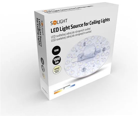 SOLIGHT LED světelný zdroj do stropních světel, 18W, 1800lm, 4000K, 155mm