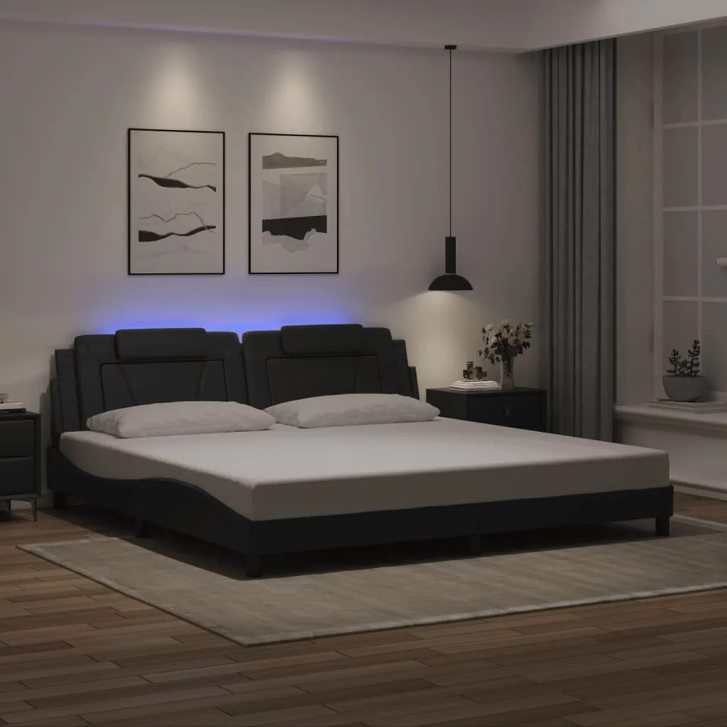 Rám postele Viana s LED bez matrace černý 200 x 200 cm 3214043