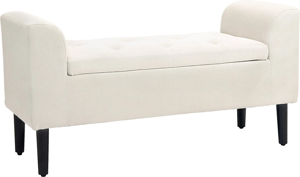 HOMCOM Čalouněná Úložná Lavice s Opěrkami Rukou, Úložná Lavice do Ložnice, Předsíně, Obývacího Pokoje, Nosnost 130 Kg 116 x 44 x 58 cm | Aosom