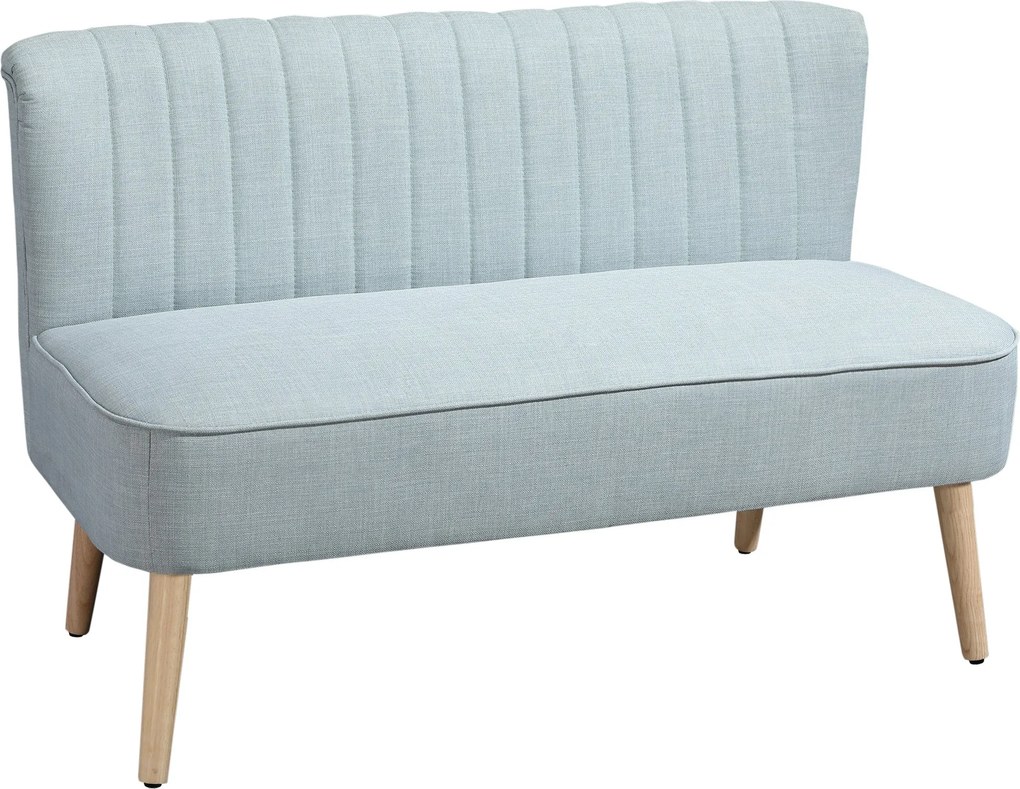 HOMCOM 2místná pohovka, malá čalouněná pohovka s lněným vzhledem do obývacího pokoje či ložnice, světle zelená (117 x 56,5 x 77 cm) | Aosom