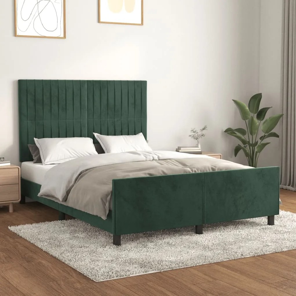 Rám postele bez matrace tmavě zelená 140 x 200 cm samet 3125882