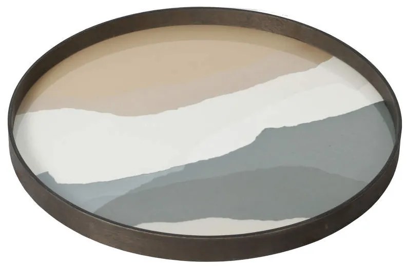 Ethnicraft Tác Glass Tray Round L, slate wabi sabi