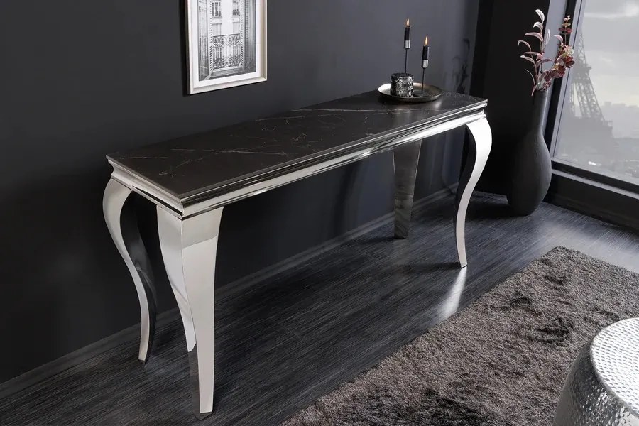 Designová konzole Rococo 140 cm černá / stříbrná