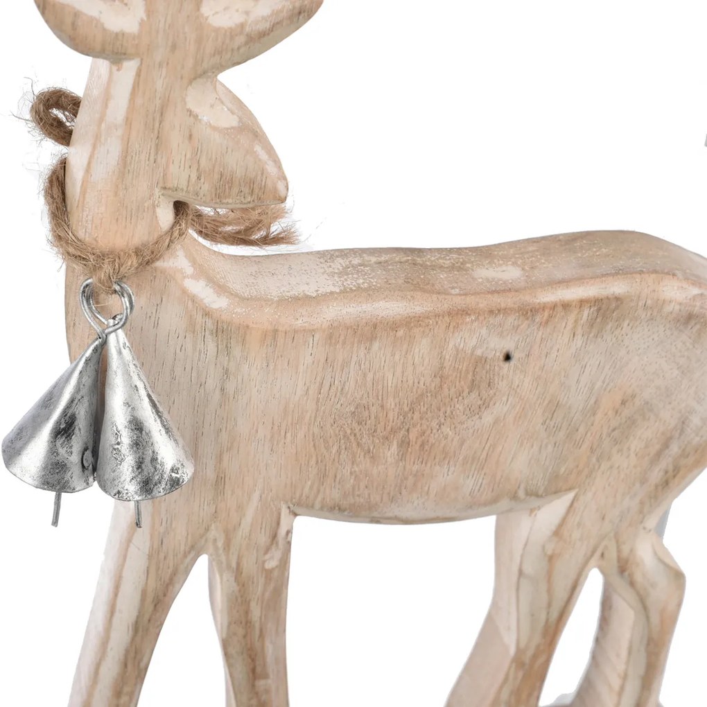 4Home Dekorace z mangového dřeva Nordic Reindeer, 33 cm