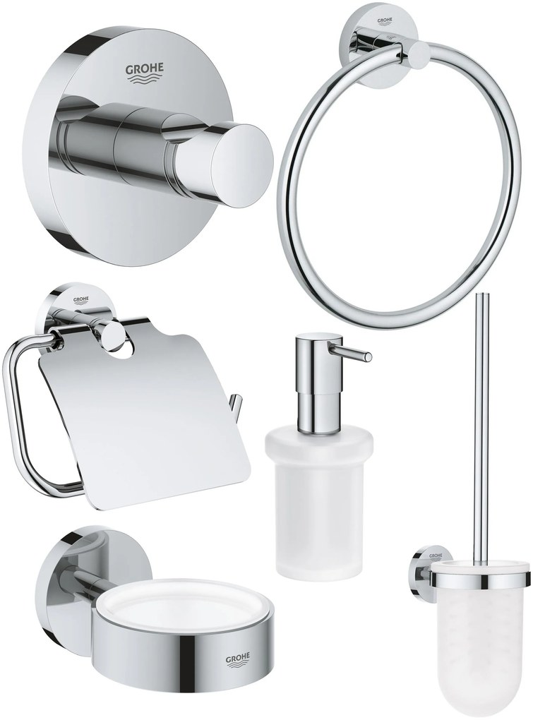 Set záchodová štětka Grohe Essentials 40374001, držák na toaletní papír Grohe Essentials 40367001, 40369001, 40365001, 40394001, 40364001