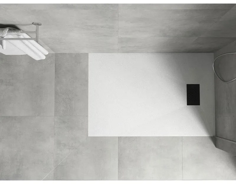 Mexen Hugo, obdélníková sprchová vanička SMC 100 x 80 cm, bílá, černá krytka, 42108010-B