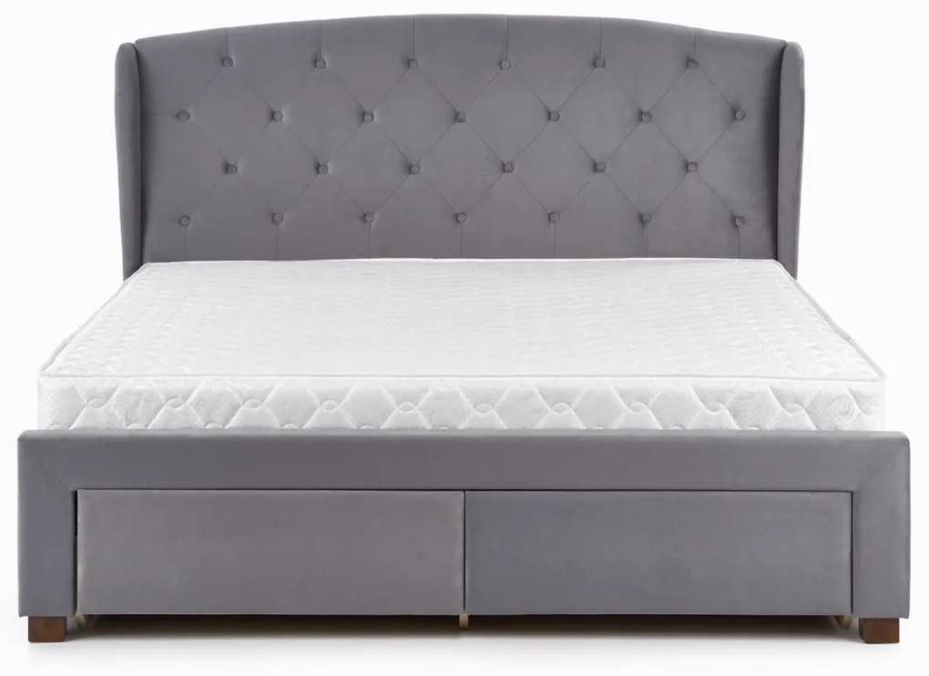 Čalouněná postel Sabrina 160x200 dvoulůžko šedá