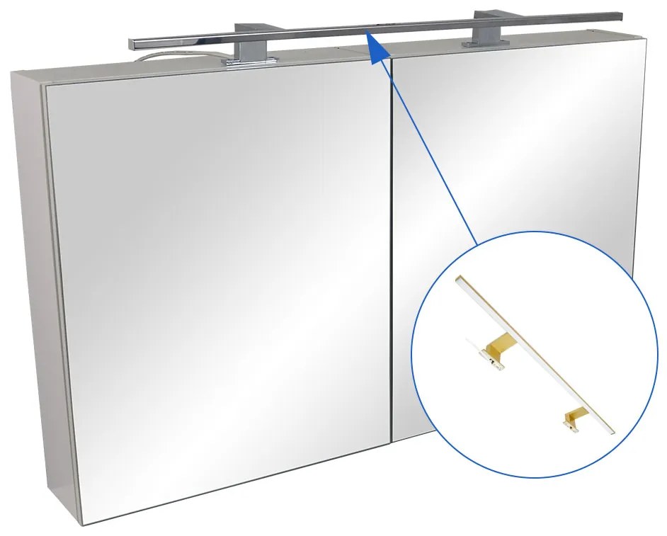 BPS-koupelny Zrcadlová skříňka Montana 100 ZS LED-G s osvětlením Any LED 80 G, zlatá