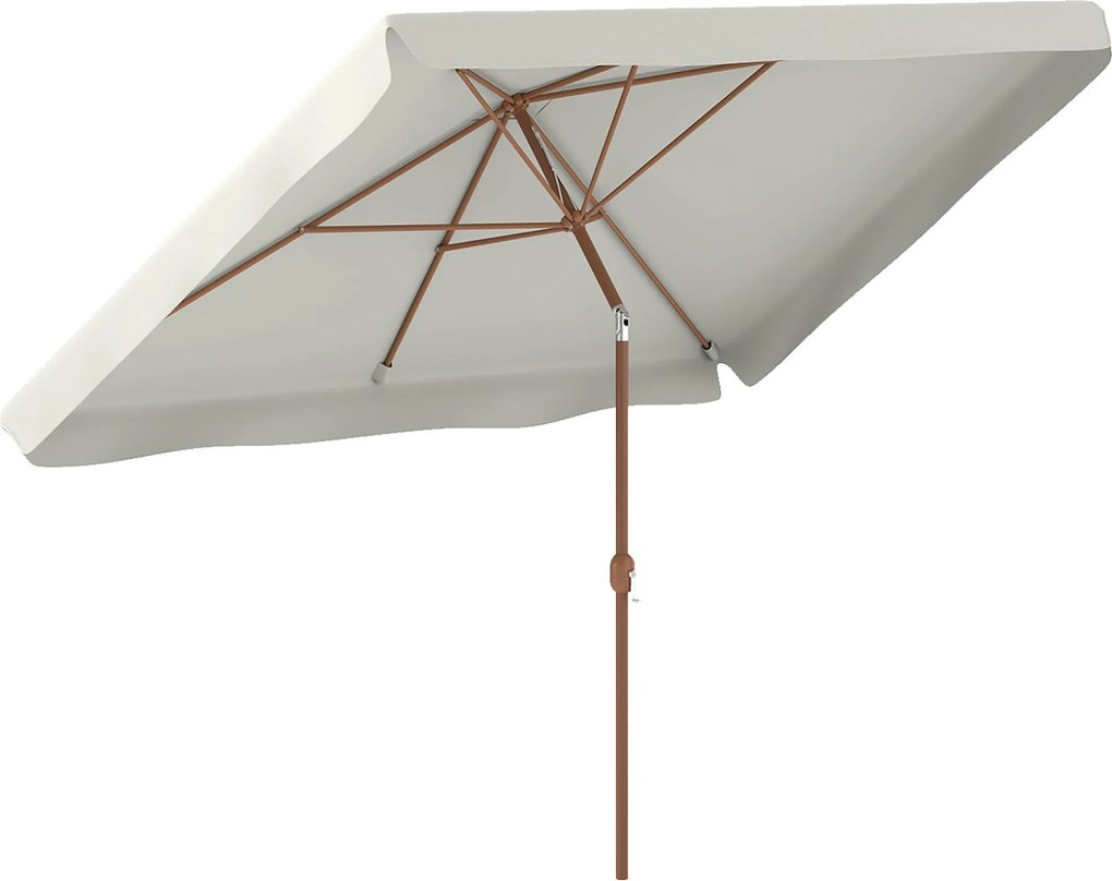 Outsunny Zahradní Slunečník 300x200 cm s Nastavitelným Úhlem a Hliníkovou Tyčkou pro Terasu, UV 50+ Ochrana, Krémový | Aosom