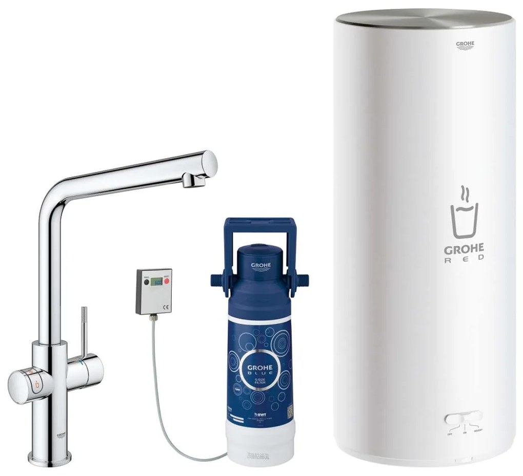 Grohe Red - Dřezová baterie Duo s ohřevem vody a filtrací, zásobník L, chrom 30325001