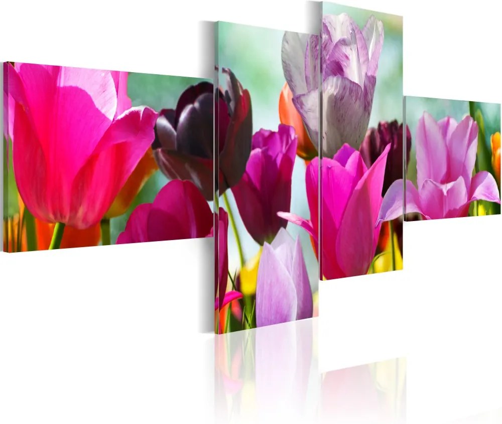 Obraz na plátně Bimago - Růžové tulipány 200x90