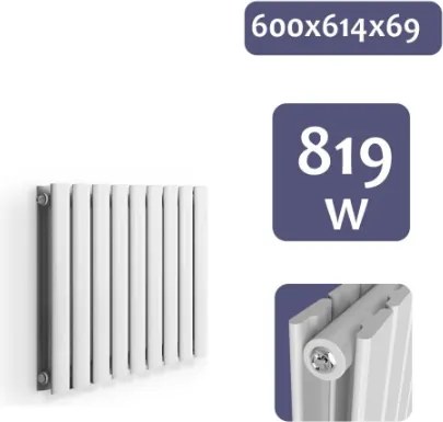Aquamarin Horizontální radiátor, 819 W, 600 x 614 x 69 mm