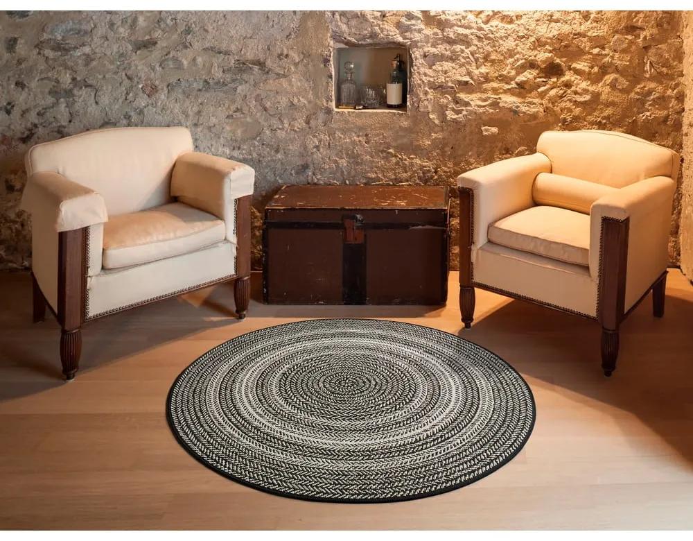 Černý venkovní koberec Universal Silvana Rutto, ⌀ 120 cm