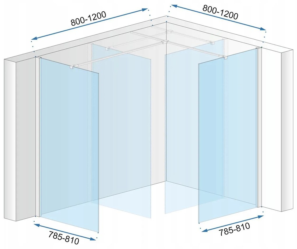 Rea - Sprchový kout Walk-in Aero - chrom/transparentní - 100x110 cm