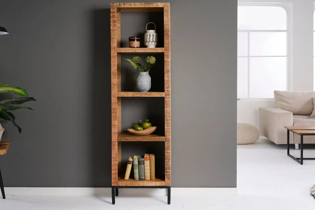 Invicta Dřevěná knihovna IRON CRAFT 180x40 cm mango 42375