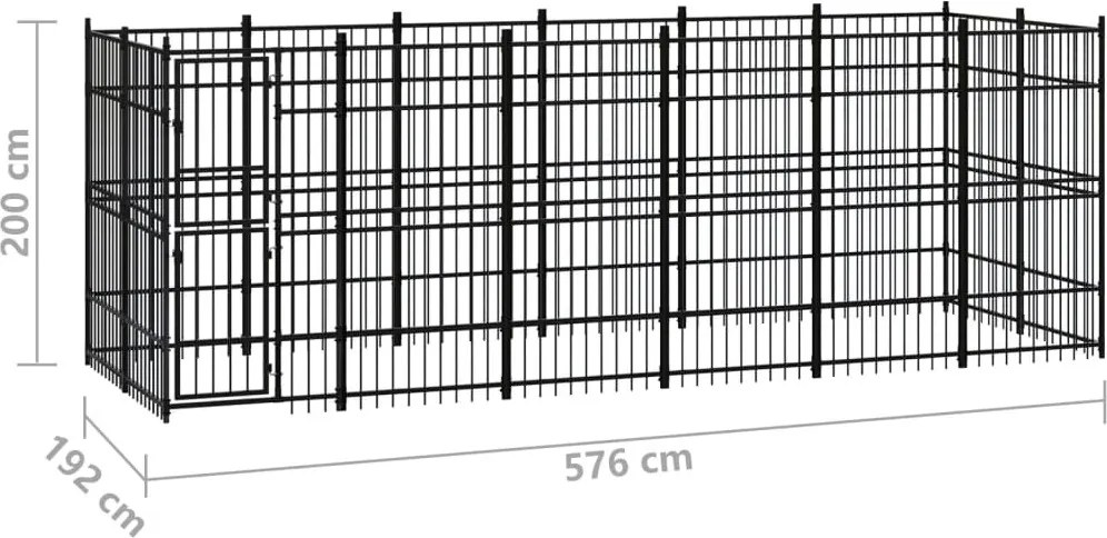 vidaXL Venkovní psí kotec ocel 11,06 m² [3097960]