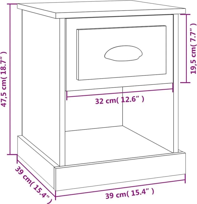 vidaXL Noční stolek 39 x 39 x 47,5 cm kompozitní dřevo [816132] Barva: Betonová šedá