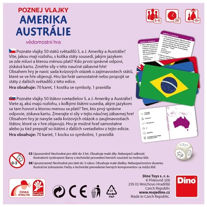 Dino Cestovní hra Poznej vlajky - Amerika a Austrálie