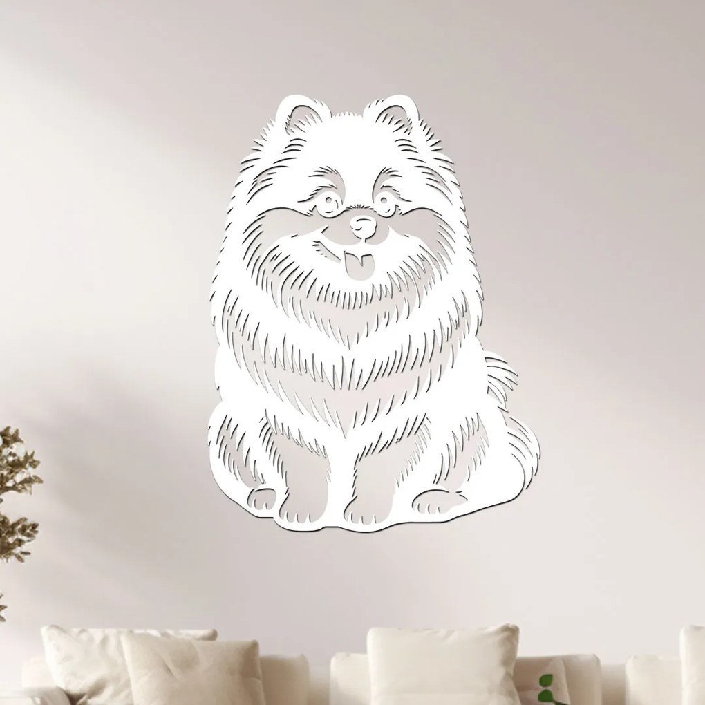 dřevo života Dřevěný obraz psa Pomeranian Zvolte rozměr (cm): 45x60, Zvolte barvu dekoru: Černá
