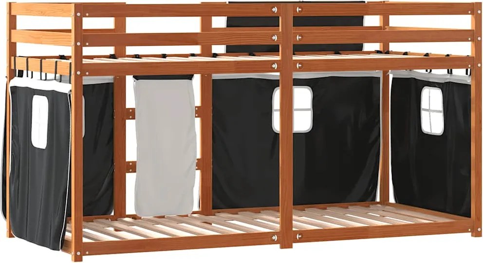 Patrová postel bez matrace hnědo-černá 90x190 cm masivní borovice 3283949