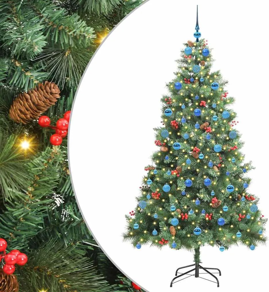 Umělý vánoční stromeček 300 LED Teplá bílá PVC a kov Zelená 3395150
