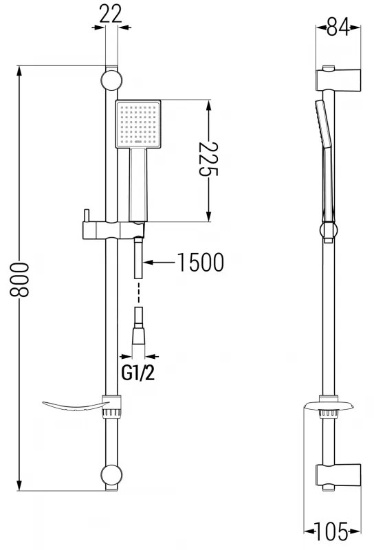 Mexen sprchový set DF45, černá, 785454582-70