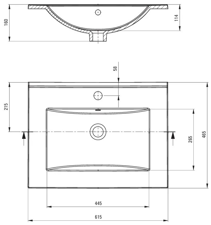 Deante Tubo, keramické umyvadlo na zapuštění 615x465x160 cm, bílá lesklá, DEA-CTU_646M