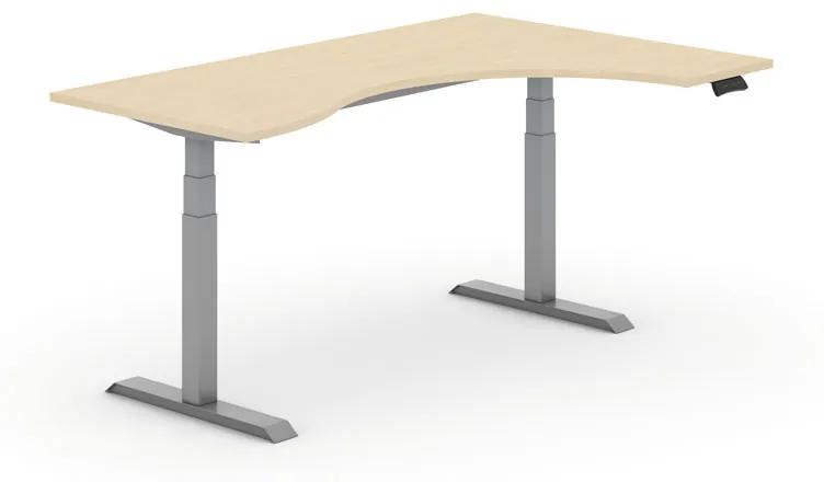 B2B Partner Výškově nastavitelný stůl PRIMO ADAPT, elektrický, 1800x1200x625-1275 mm, ergonomický pravý, bříza, šedá podnož