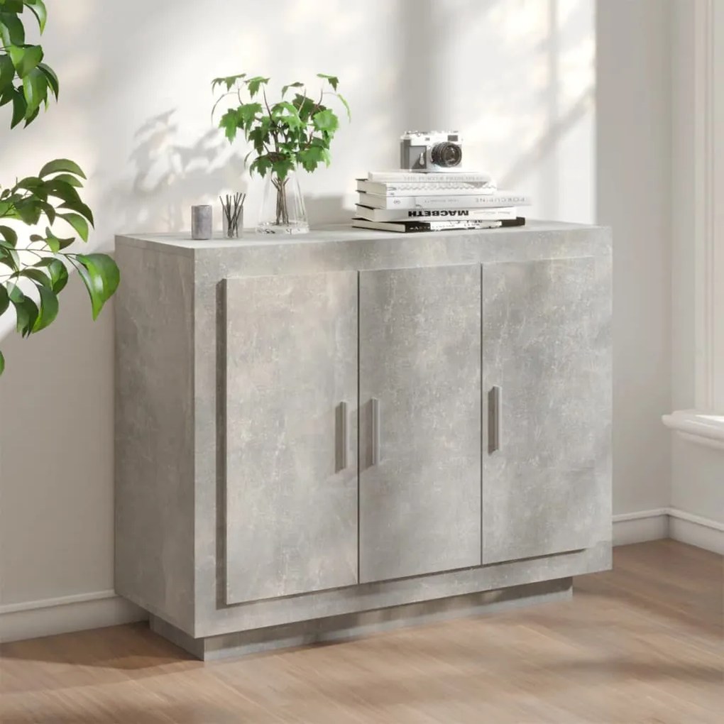 Příborník Betonově Šedý 92 X 35 X 75 Cm Kompozitní Dřevo - Kouřový dub