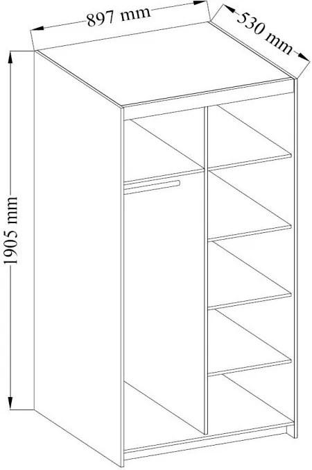 CASARREDO Šatní skříň ELINA 2D dub sonoma