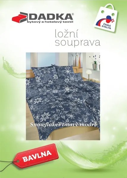 Dadka Povlečení bavlna Snowflakes tmavě modré  240x220, 2x70x90 cm