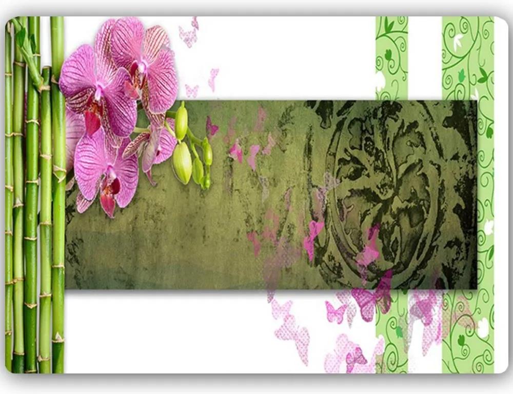 CARO Kovový obraz - Orchid And Bamboos 60x40 cm
