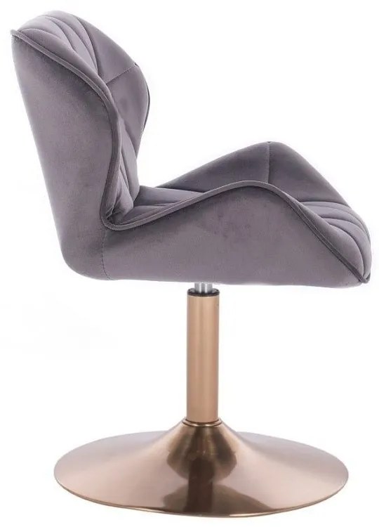 LuxuryForm DESIGN Otočná židle MILANO VELUR na zlatém talíři - tmavě šedá