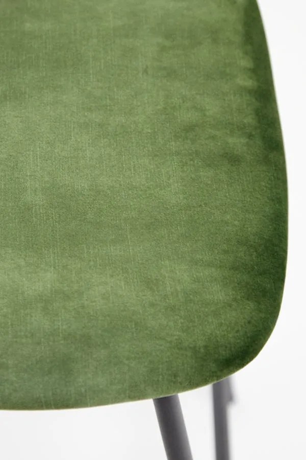 Sametová barová židle EMMA OLIVE GREEN