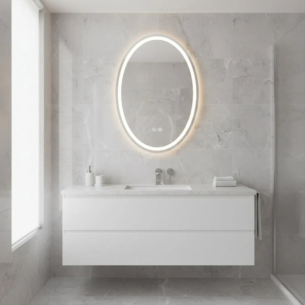 Tutumi Oválné zrcadlo 50x70 cm s vyhříváním a regulovatelným LED osvětlením HOM-00900
