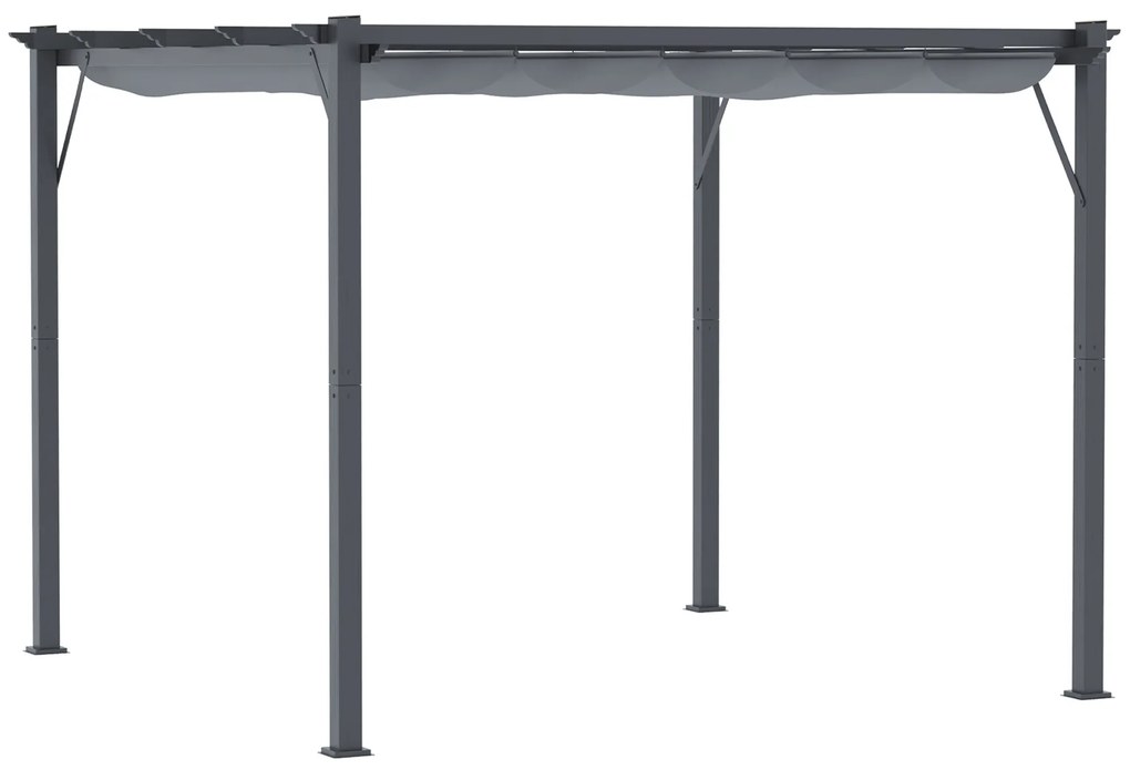 Outsunny pergola altán zastřešení terasy s posuvnou střechou, zahrada, hliník, uhlíkově šedá+tmavě šedá, 3x3x2,23m| Aosom