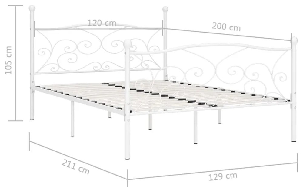 Petromila Rám postele s laťkovým roštem bílý kov 120 x 200 cm