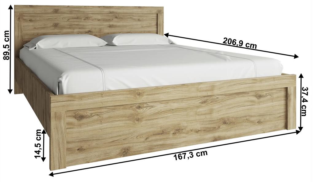 Kondela Manželská postel, 160x200, dub navarra, DORSI