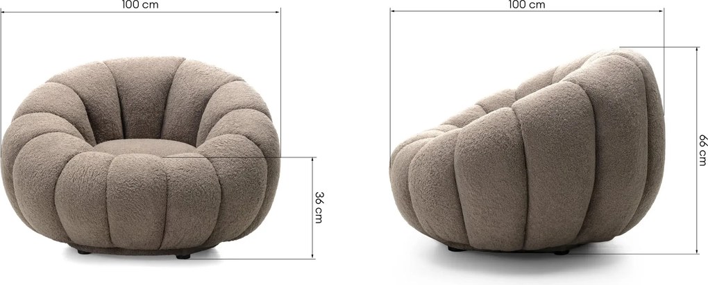 Designové otočné křeslo Venezia bouclé cappuccino