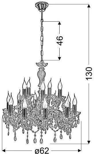 Candellux Zlatý křišťálový lustr Maria Teresa pro žárovku 15x E14